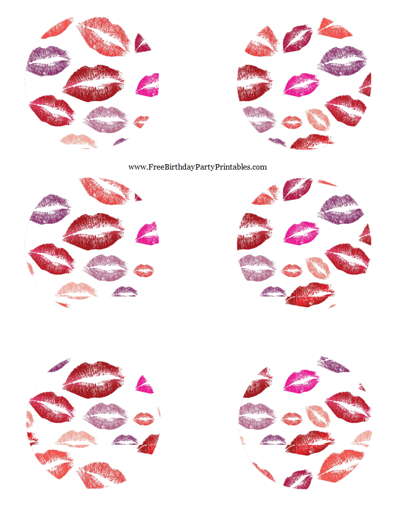 Lipstick Kiss Birthday Party Printables